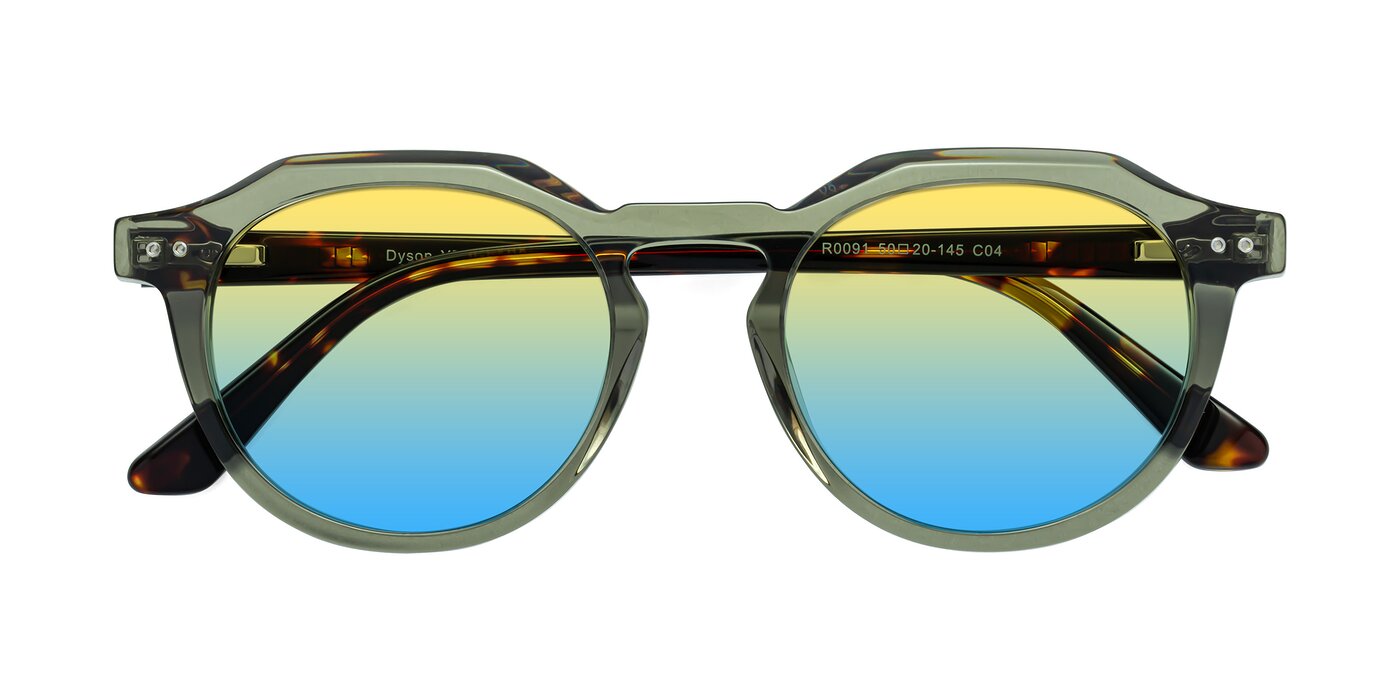 Transparent Green/Tortoise Keyhole Bridge Acetate Geometric Gradient ...