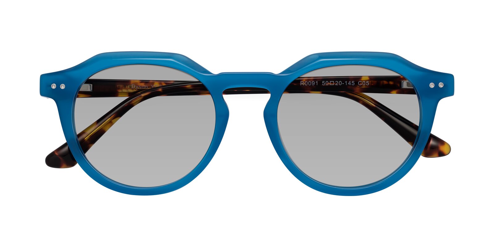 Sky Blue/Tortoise Keyhole Bridge Acetate Geometric Tinted Sunglasses ...