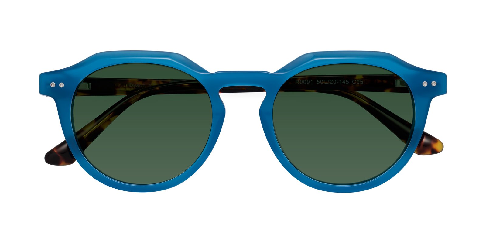 Sky Blue/Tortoise Keyhole Bridge Acetate Geometric Tinted Sunglasses ...