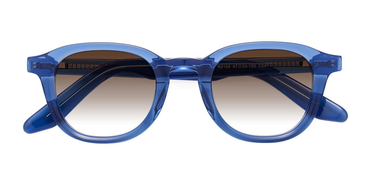 Translucent Blue Spring Hinges Acetate Oval Gradient Sunglasses with ...