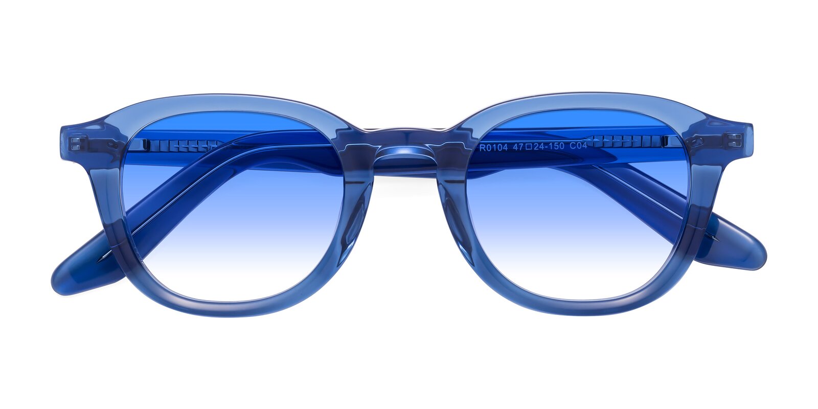 Translucent Blue Spring Hinges Acetate Oval Gradient Sunglasses with ...