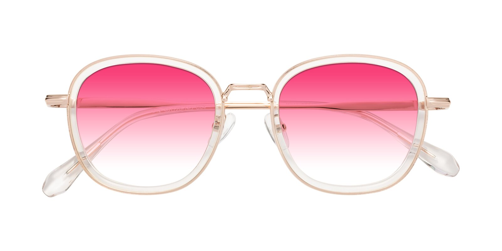 Clear/Light Gold Low Bridge Fit Metal Bridge Square Gradient Sunglasses ...