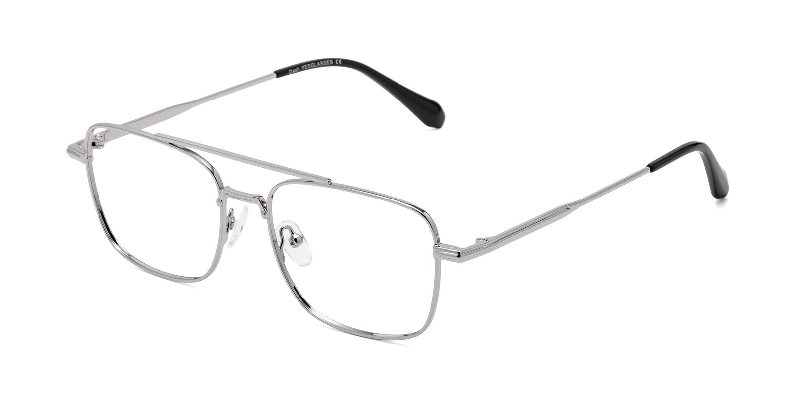 Silver Grandpa Double Bridge Metal Eyeglasses - Dash