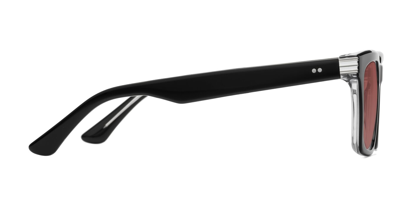 Black/Clear Classic Acetate Square Tinted Sunglasses with Garnet ...