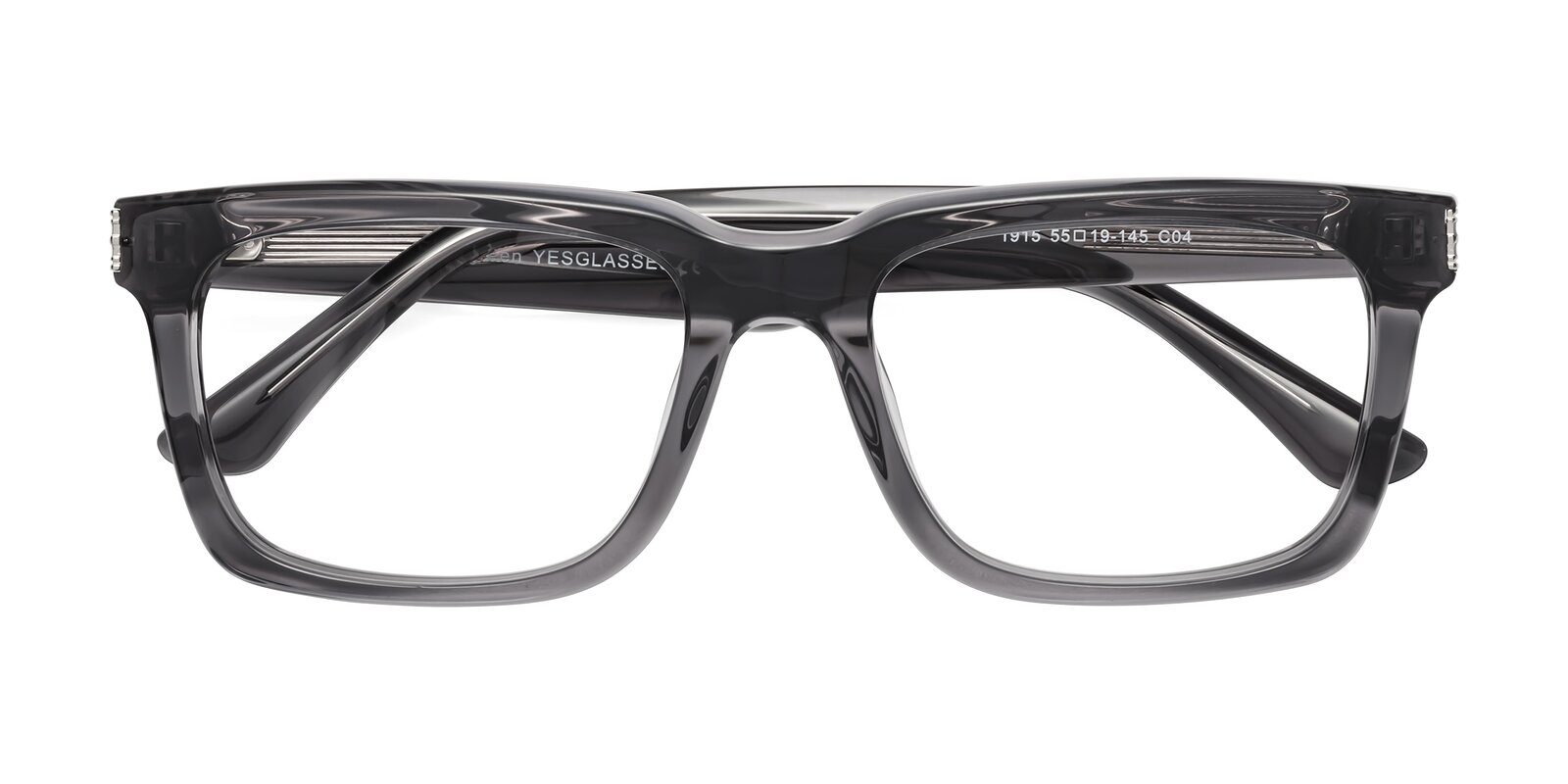 Transparent Gray Classic Acetate Square Eyeglasses - Evergreen