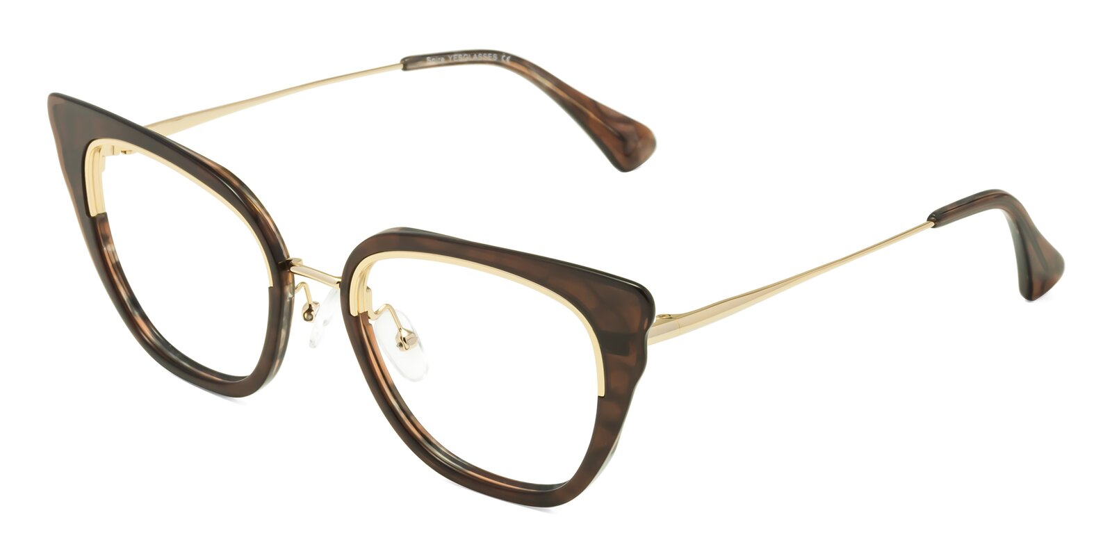 Coffee/Gold Retro-Vintage Metal Bridge Butterfly Eyeglasses - Spire
