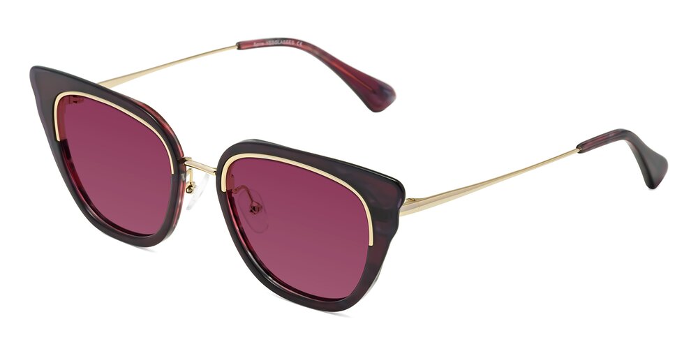 Dark Voilet/Gold Retro-Vintage Metal Bridge Butterfly Tinted Sunglasses ...