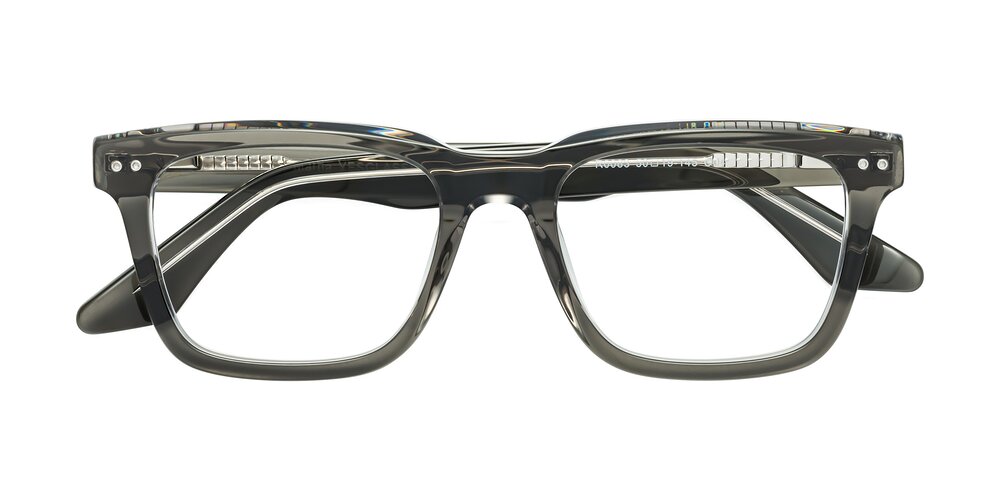 Gray/Clear Classic Acetate Trapezoid Eyeglasses - Martia