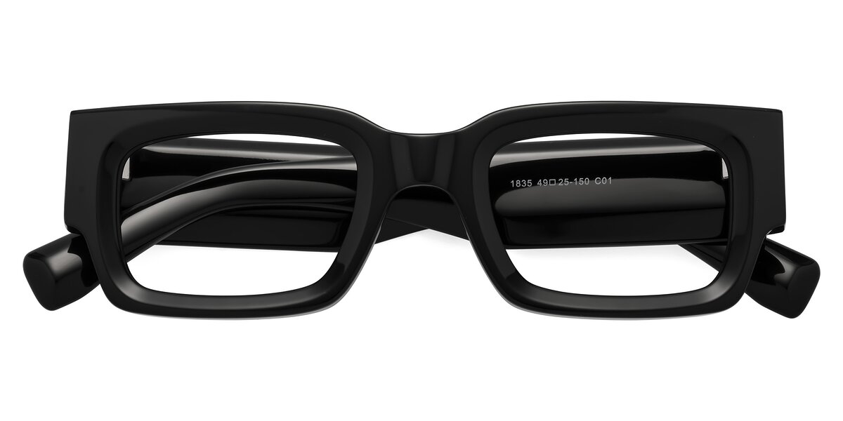 Black Hipster Thick Rectangle Eyeglasses - Kirn