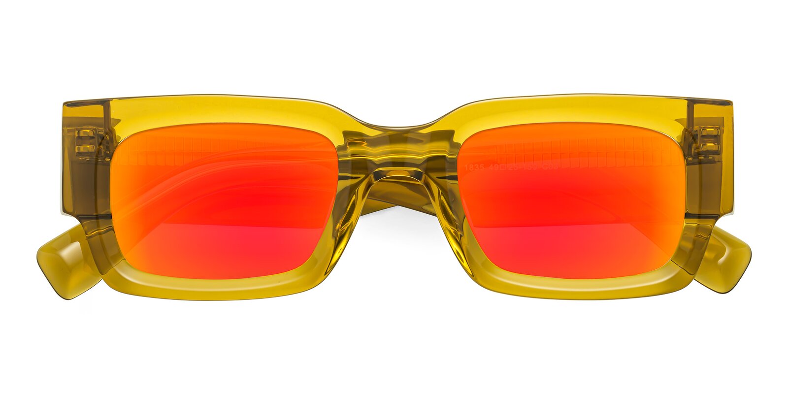Honey Hipster Thick Rectangle Mirrored Sunglasses with Red Gold Sunwear ...