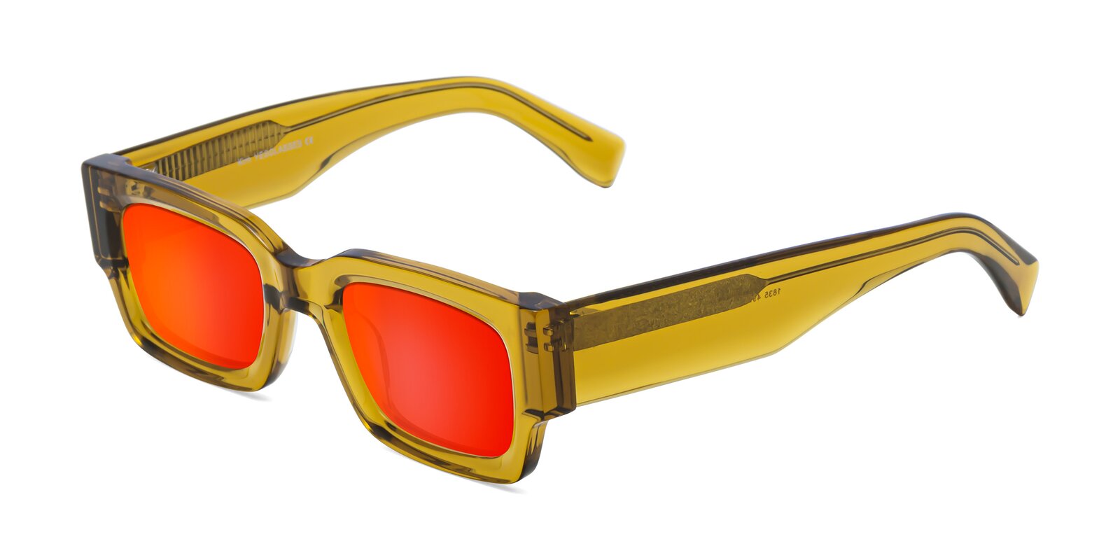 Honey Hipster Thick Rectangle Mirrored Sunglasses with Red Gold Sunwear ...