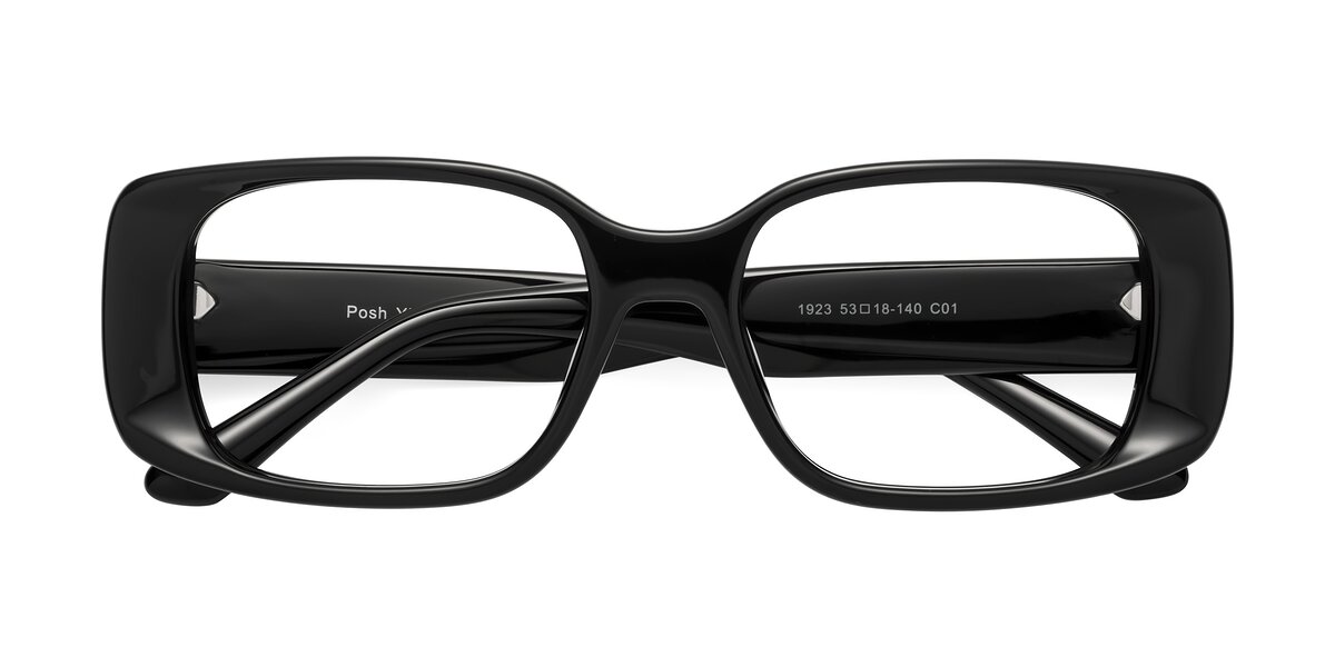 Black Geek-Chic Thick Rectangle Eyeglasses - Posh