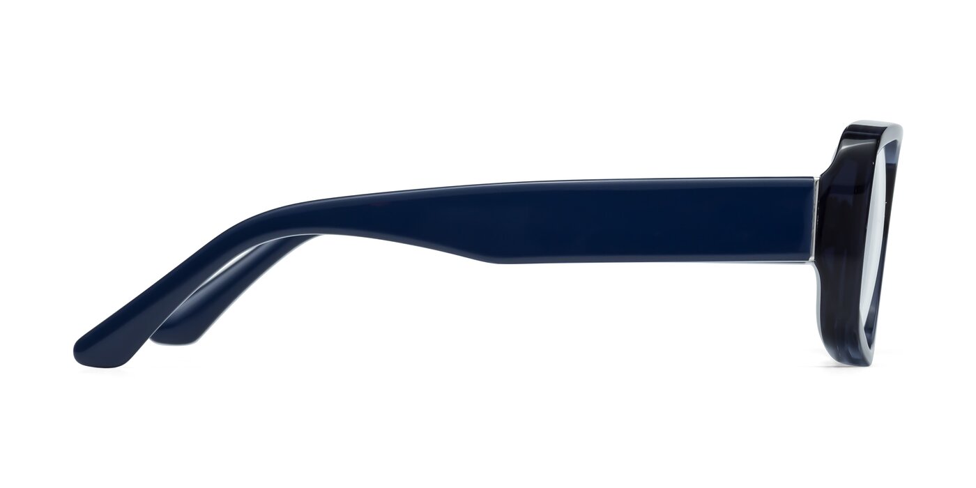 Translucent Blue Geek-Chic Thick Rectangle Eyeglasses - Posh