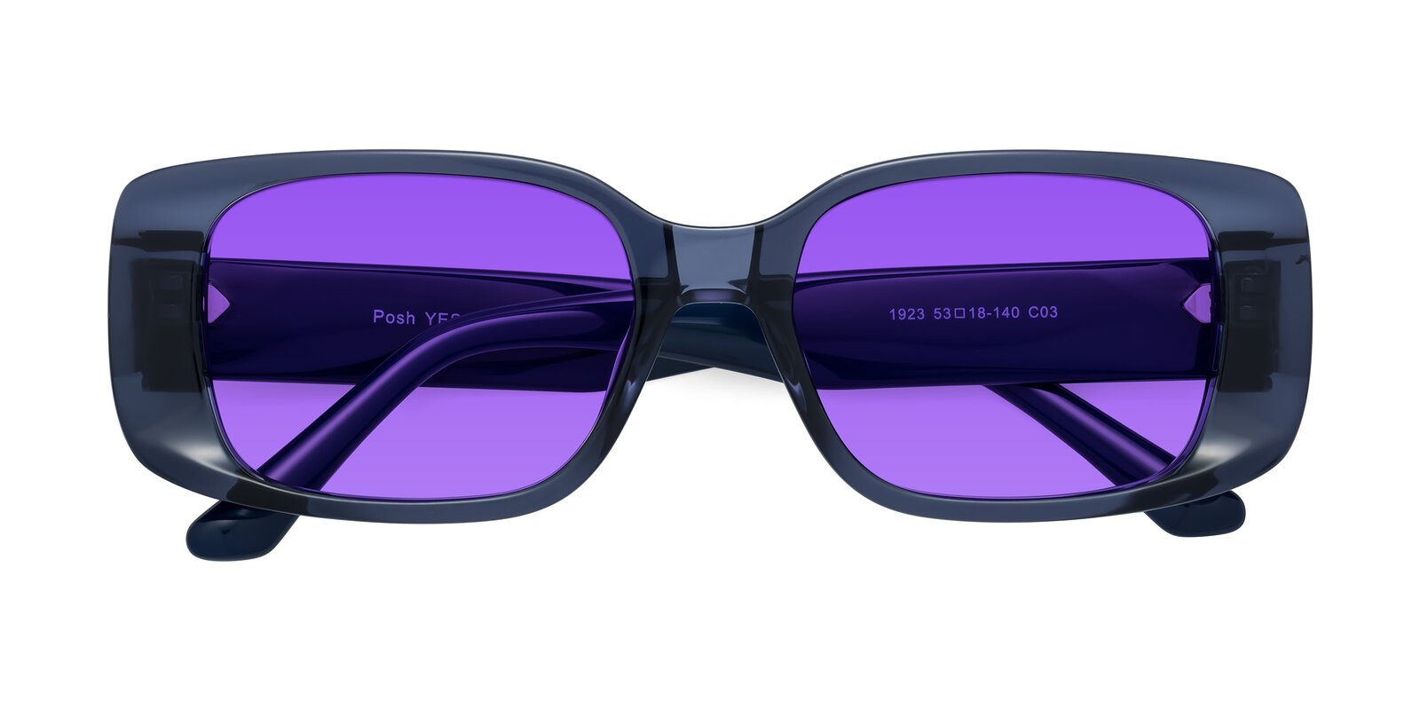 Translucent Blue Geek-Chic Thick Rectangle Tinted Sunglasses with ...