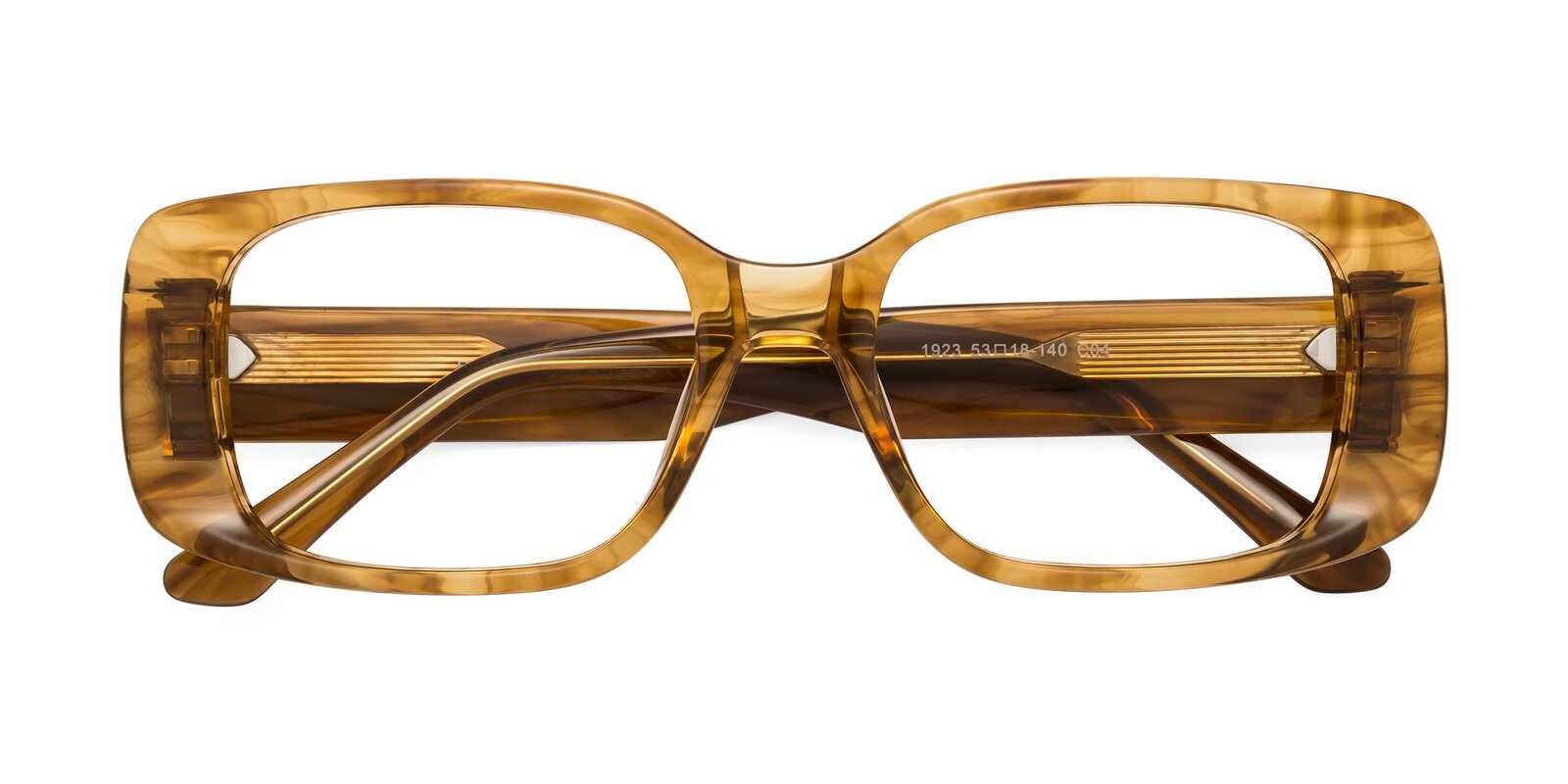 Stripe Amber Geek-Chic Thick Rectangle Blue Light Glasses - Posh