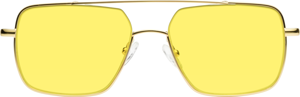 Gold Double Bridge Metal Geometric Tinted Sunglasses with Medium Yellow ...