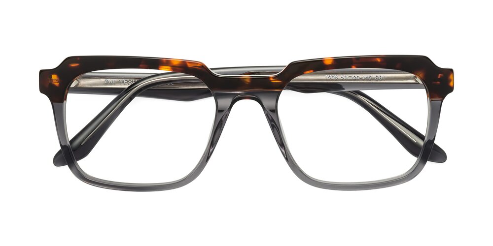 Tortoise/Gray Hipster Browline Square Eyeglasses - Zell