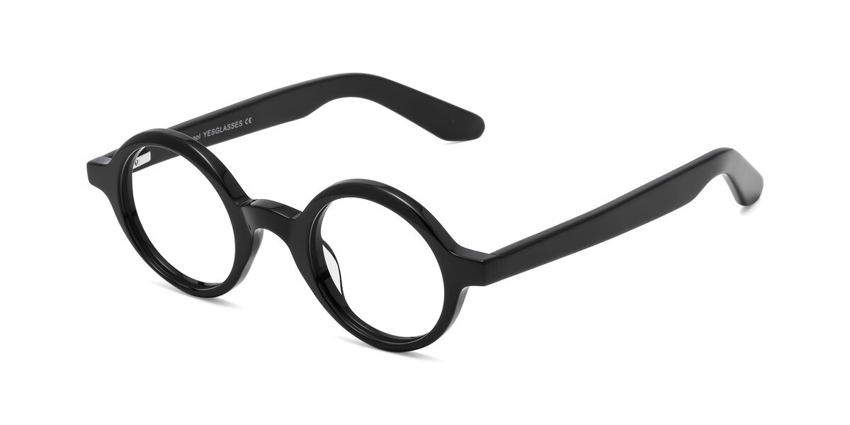 Black Retro-Vintage Acetate Round Eyeglasses - School