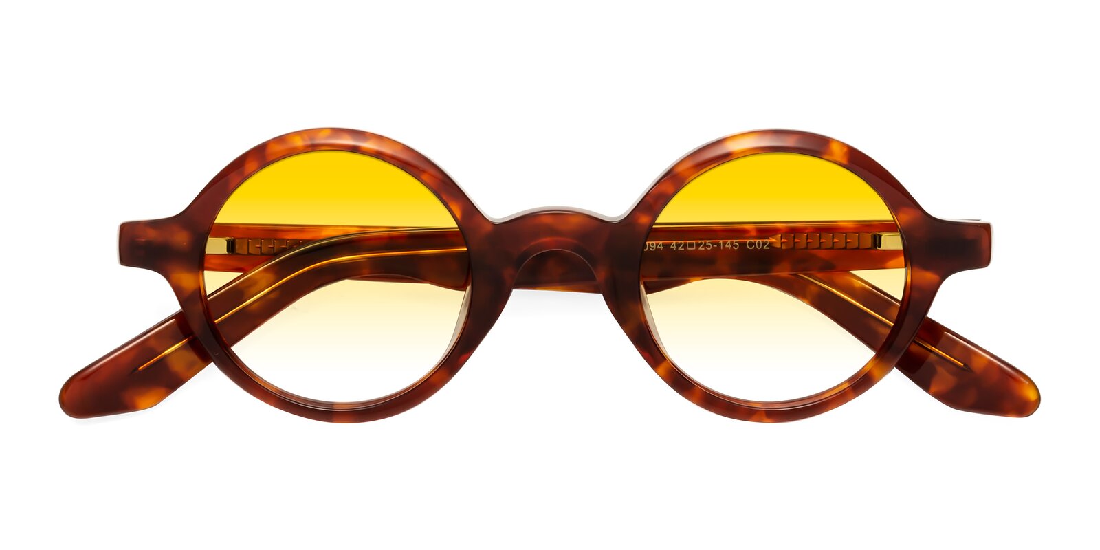 Tortoise Retro-Vintage Acetate Round Gradient Sunglasses with Yellow ...