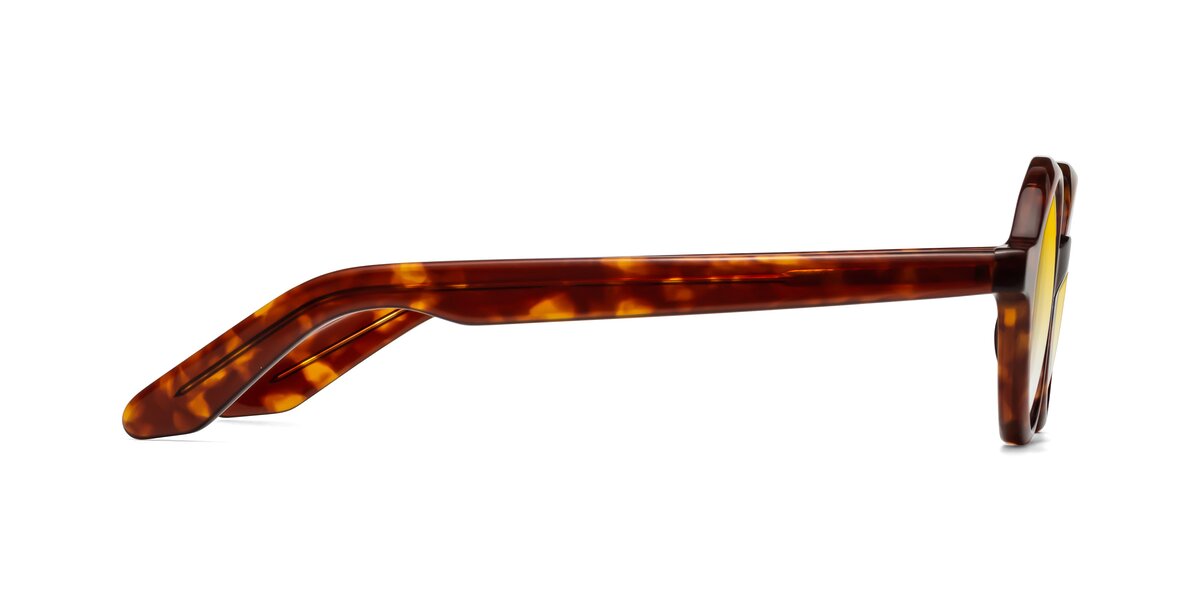 Tortoise Retro-Vintage Acetate Round Gradient Sunglasses with Yellow ...