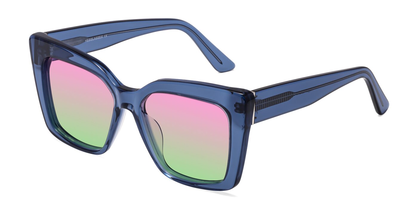 Translucent Blue Oversized Acetate Butterfly Gradient Sunglasses with ...