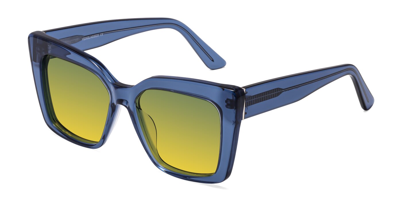 Translucent Blue Oversized Acetate Butterfly Gradient Sunglasses with ...