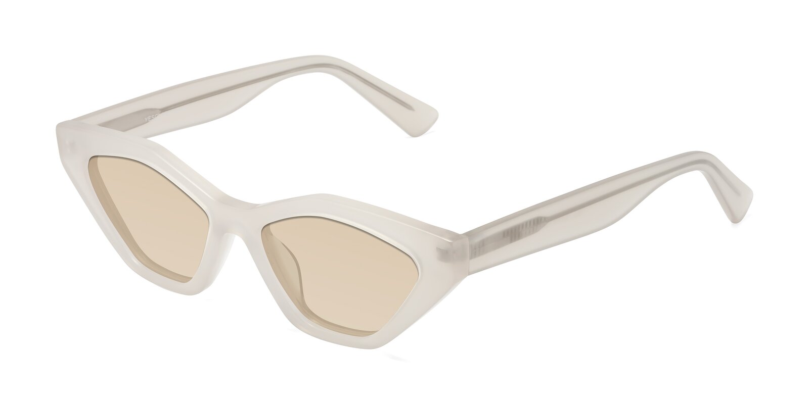 Beige Geek-Chic Acetate Geometric Tinted Sunglasses with Light Brown ...