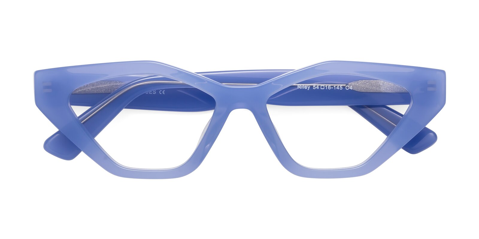 Sky Blue Geek-Chic Acetate Geometric Eyeglasses - Riley