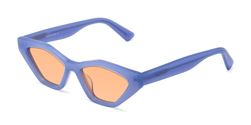 Sky Blue Geek-Chic Acetate Geometric Tinted Sunglasses with Light ...