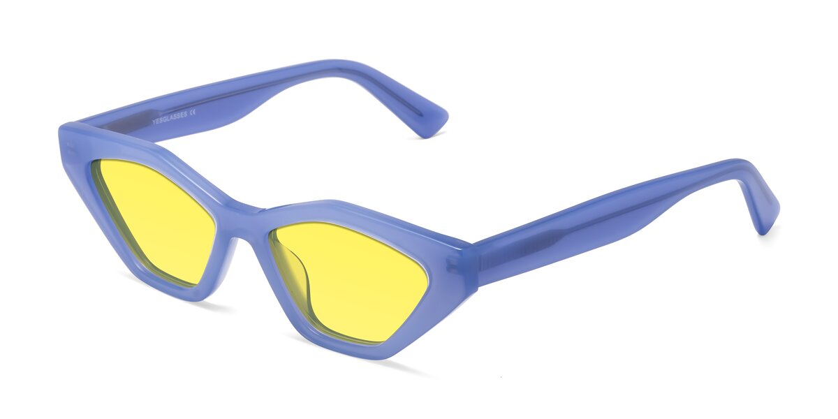 Sky Blue Geek-Chic Acetate Geometric Tinted Sunglasses with Medium ...