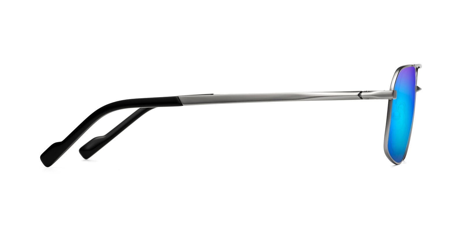 Silver Double Bridge Lightweight Rectangle Mirrored Sunglasses with ...