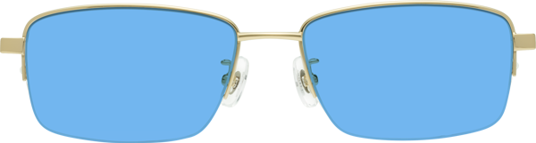 Gold Classic Rectangle Semi-Rimless Tinted Sunglasses with Medium Blue ...