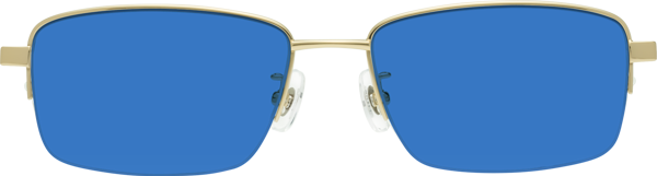 Gold Classic Rectangle Semi-Rimless Tinted Sunglasses with Blue Sunwear ...