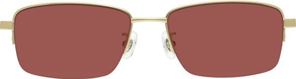 Gold Classic Rectangle Semi-Rimless Tinted Sunglasses with Garnet ...