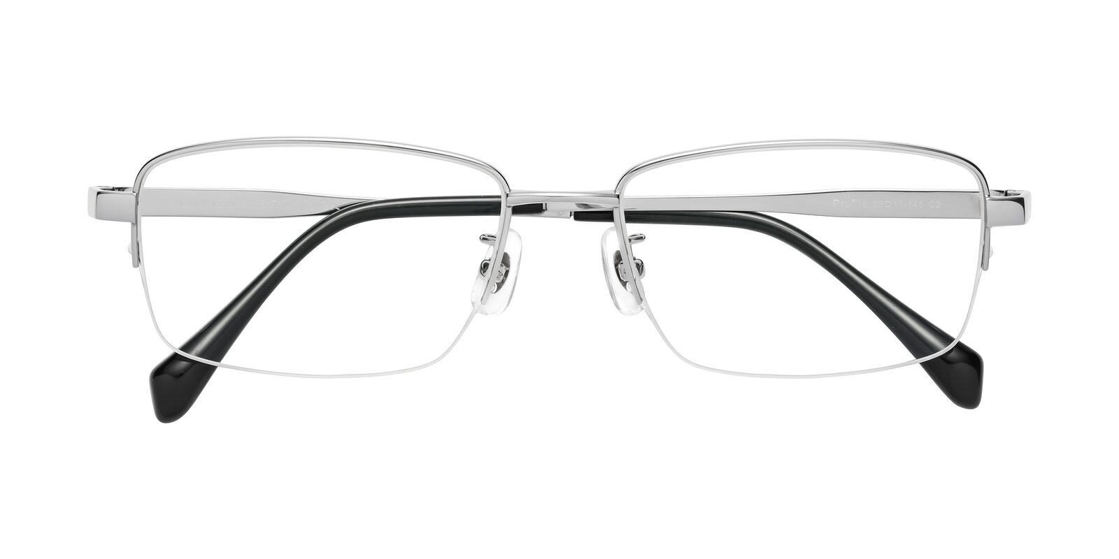 Silver Classic Rectangle Semi-Rimless Eyeglasses - Profile