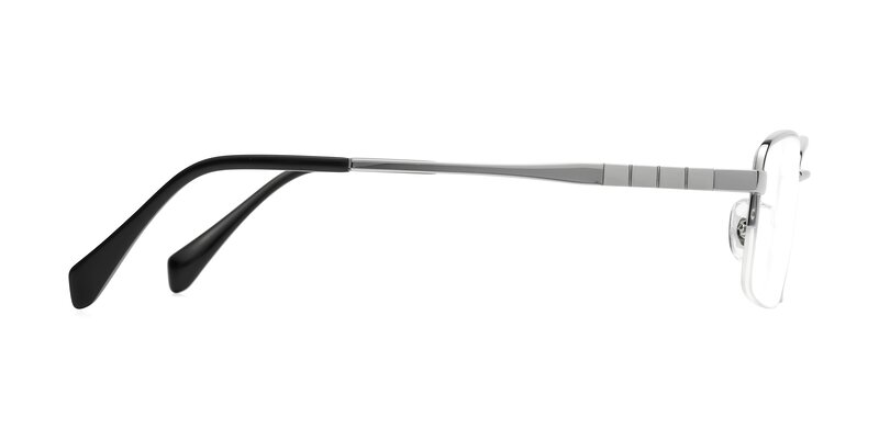 Silver Classic Rectangle Semi-Rimless Eyeglasses - Profile