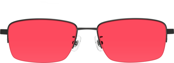 Black Classic Rectangle Semi-Rimless Tinted Sunglasses with Red Sunwear ...