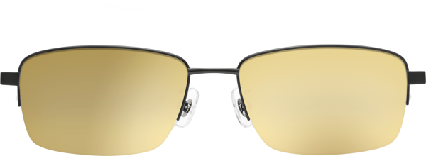 Black Classic Rectangle Semi-Rimless Mirrored Sunglasses with Gold ...