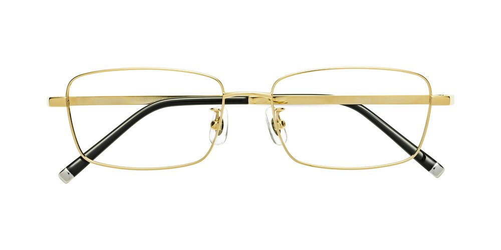 Black/Light Gold Classic Metal Rectangle Reading Glasses - Snow