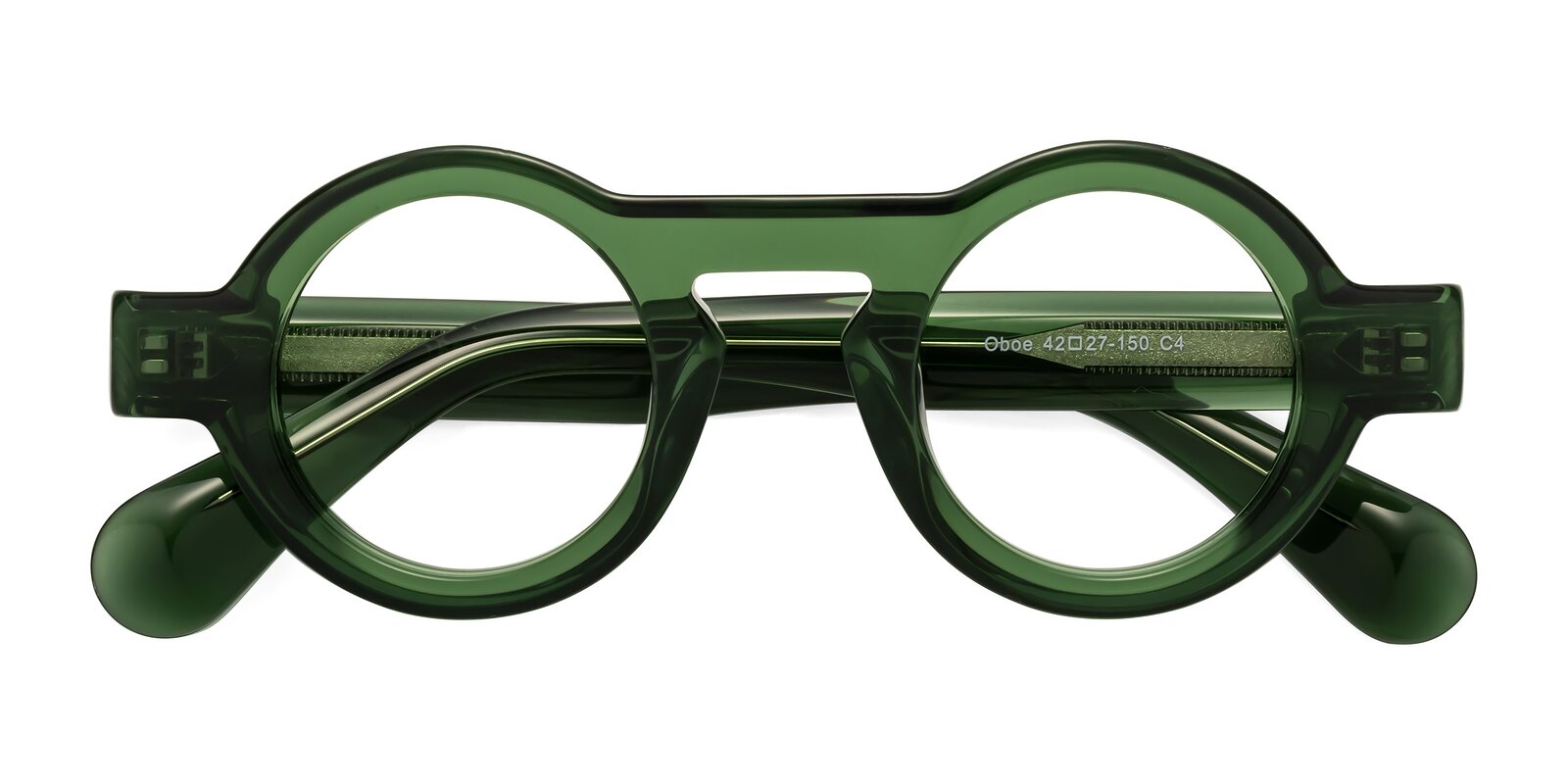 Jade Green Thick Retro-Vintage Round Eyeglasses - Oboe