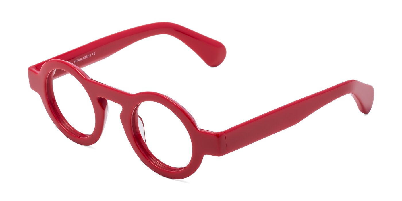 Red Thick Retro-Vintage Round Eyeglasses - Oboe