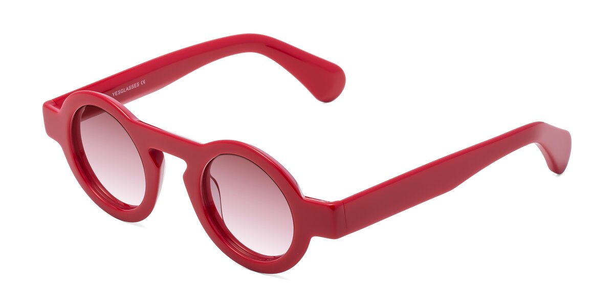 Red Thick Retro-Vintage Round Gradient Sunglasses with Garnet Sunwear ...
