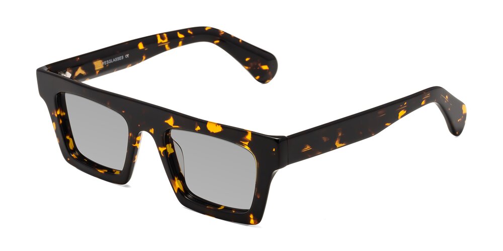 Tortoise Thick Hipster Rectangle Tinted Sunglasses with Light Gray ...