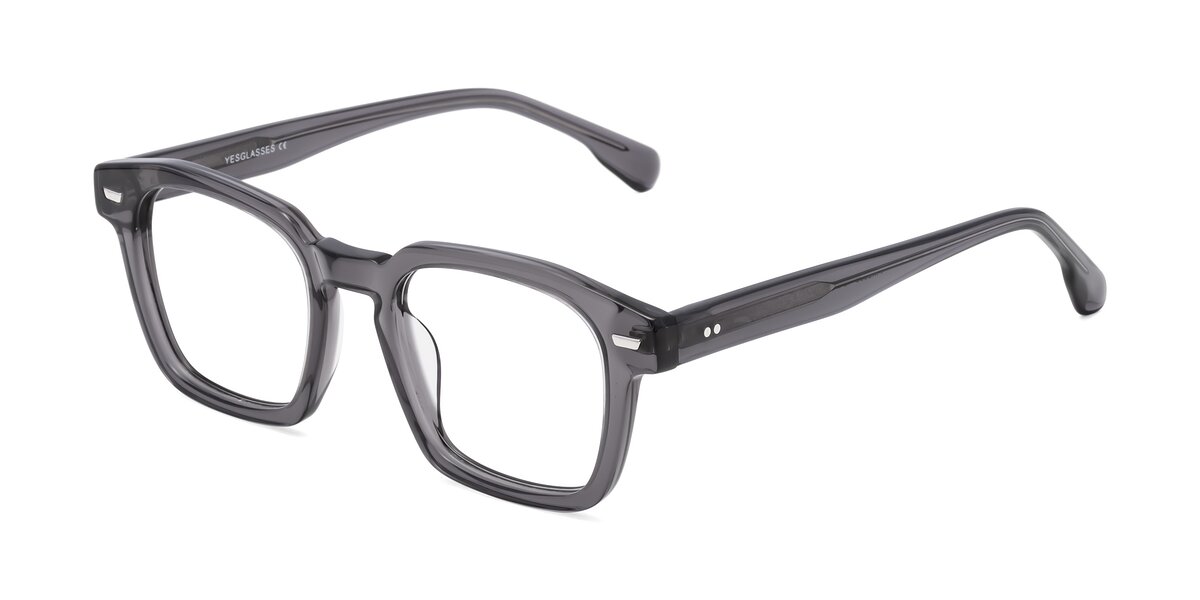 Translucent Gray Retro-Vintage Acetate Trapezoid Eyeglasses - Finesse