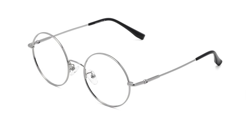 Silver Retro-Vintage Flexible Round Blue Light Glasses - Belly