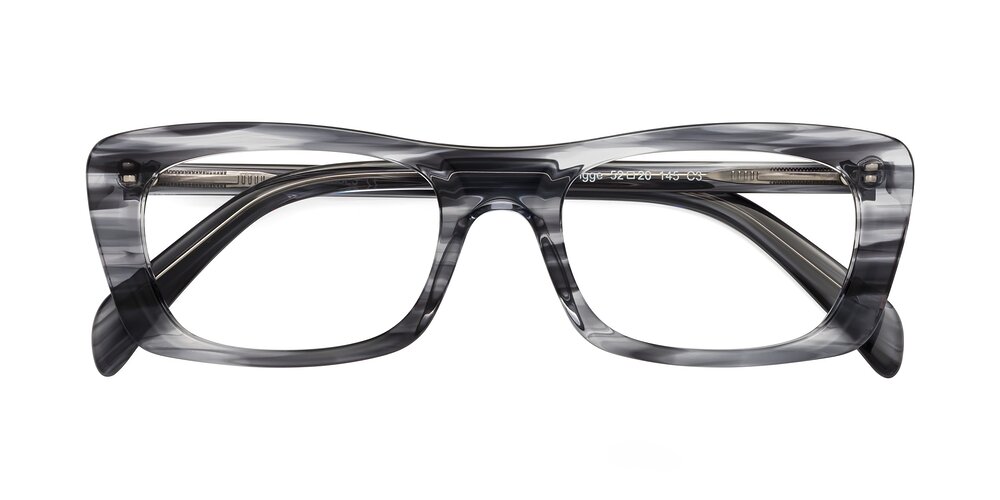 Striped Gray Hipster Acetate Rectangle Eyeglasses - Figge