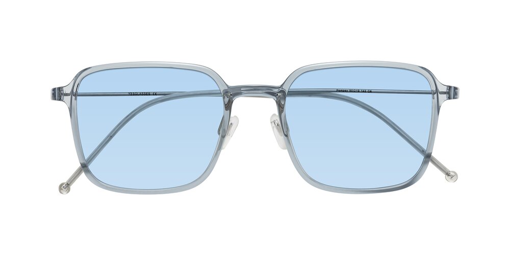 Transparent Blue Low Bridge Fit TR90 Square Tinted Sunglasses with ...