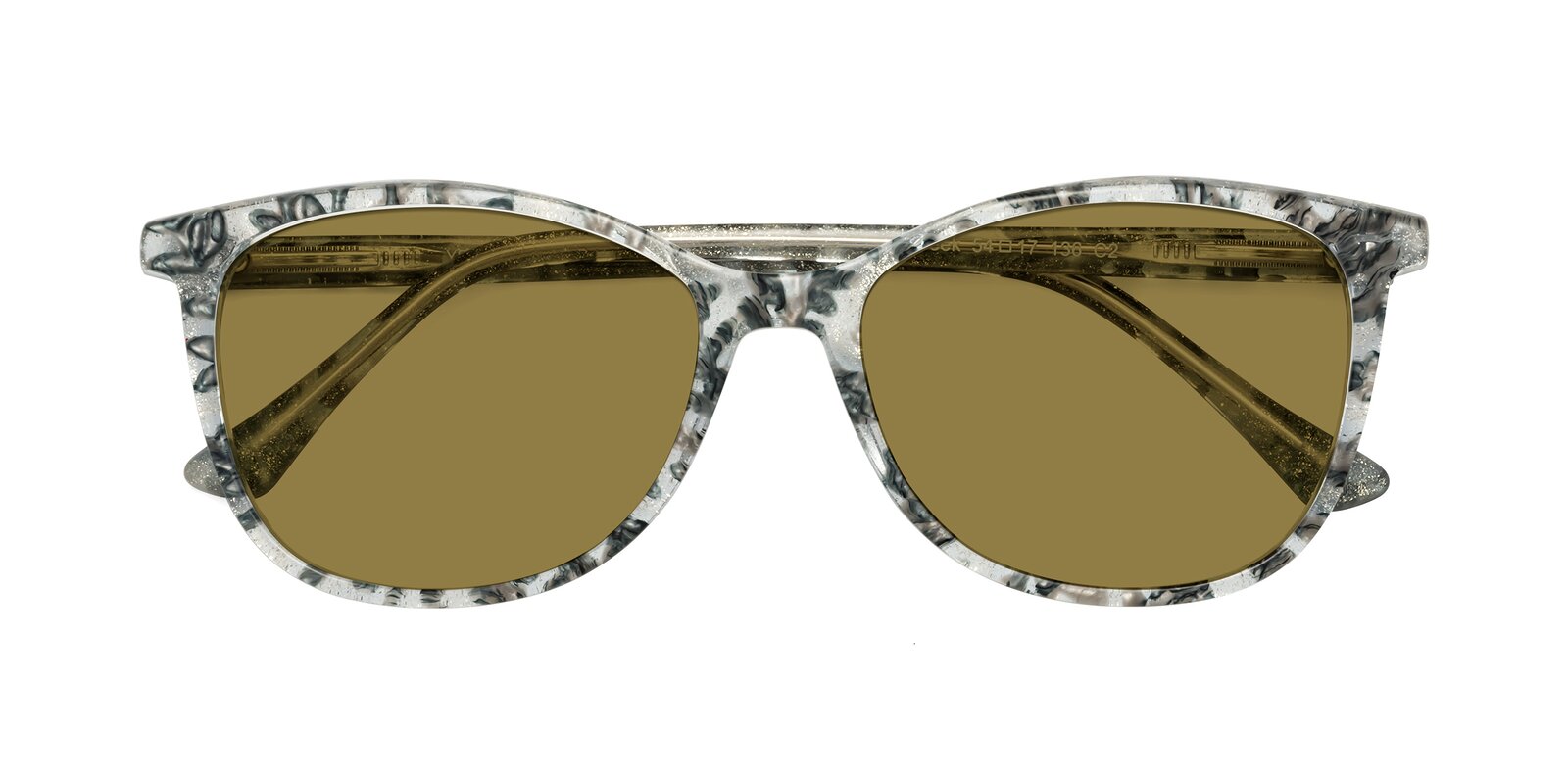 Gray Floral Lightweight Acetate Cat-Eye Polarized Sunglasses with Brown ...