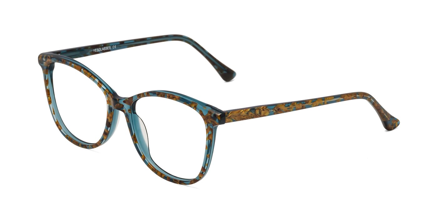Ocean Blue Floral Lightweight Acetate Cat-Eye Eyeglasses - Creek