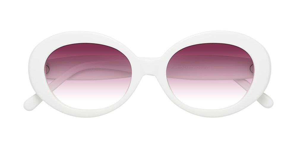 White Hipster Acetate Oval Gradient Sunglasses with Wine Sunwear Lenses ...